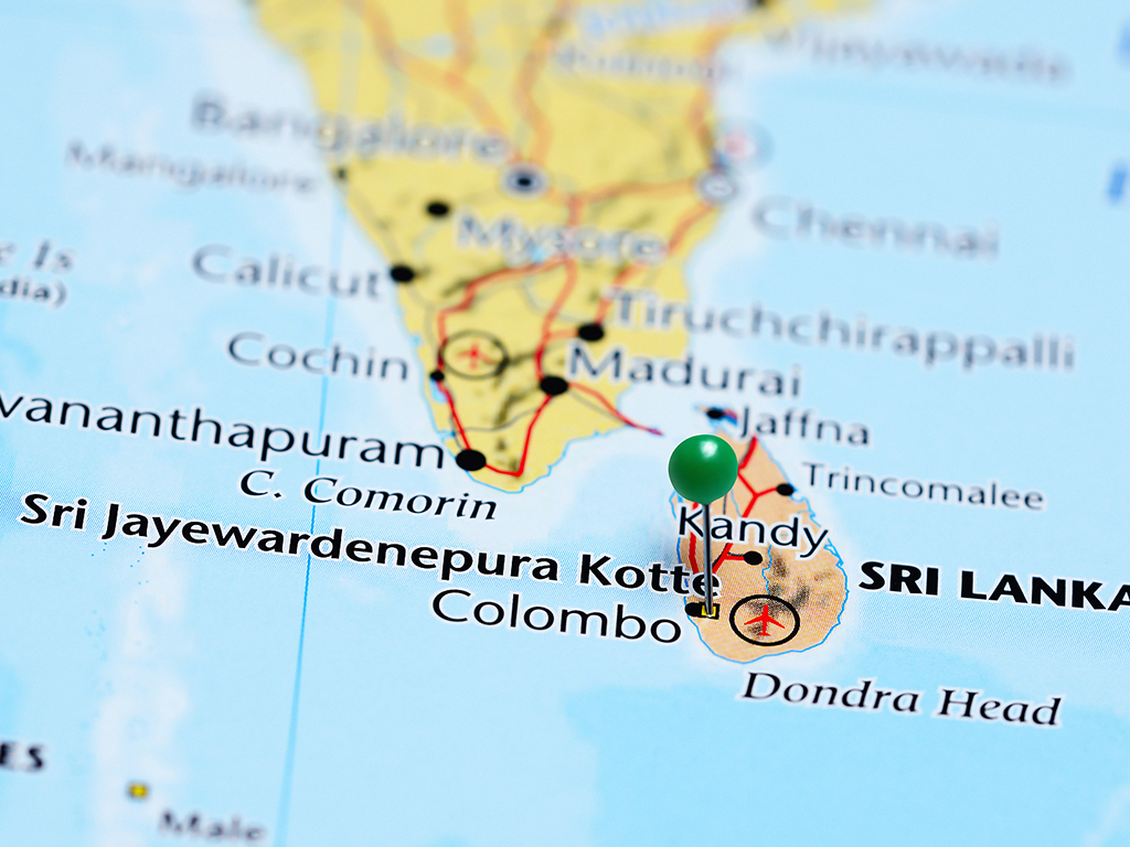IFN - Sri Jayewardenepura Kotte pinned on a map of Sri Lanka